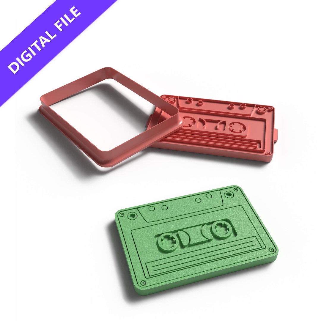 Cassette Tape Cookie Cutter and Stamp Set: Retro Baking (3D Printable ...