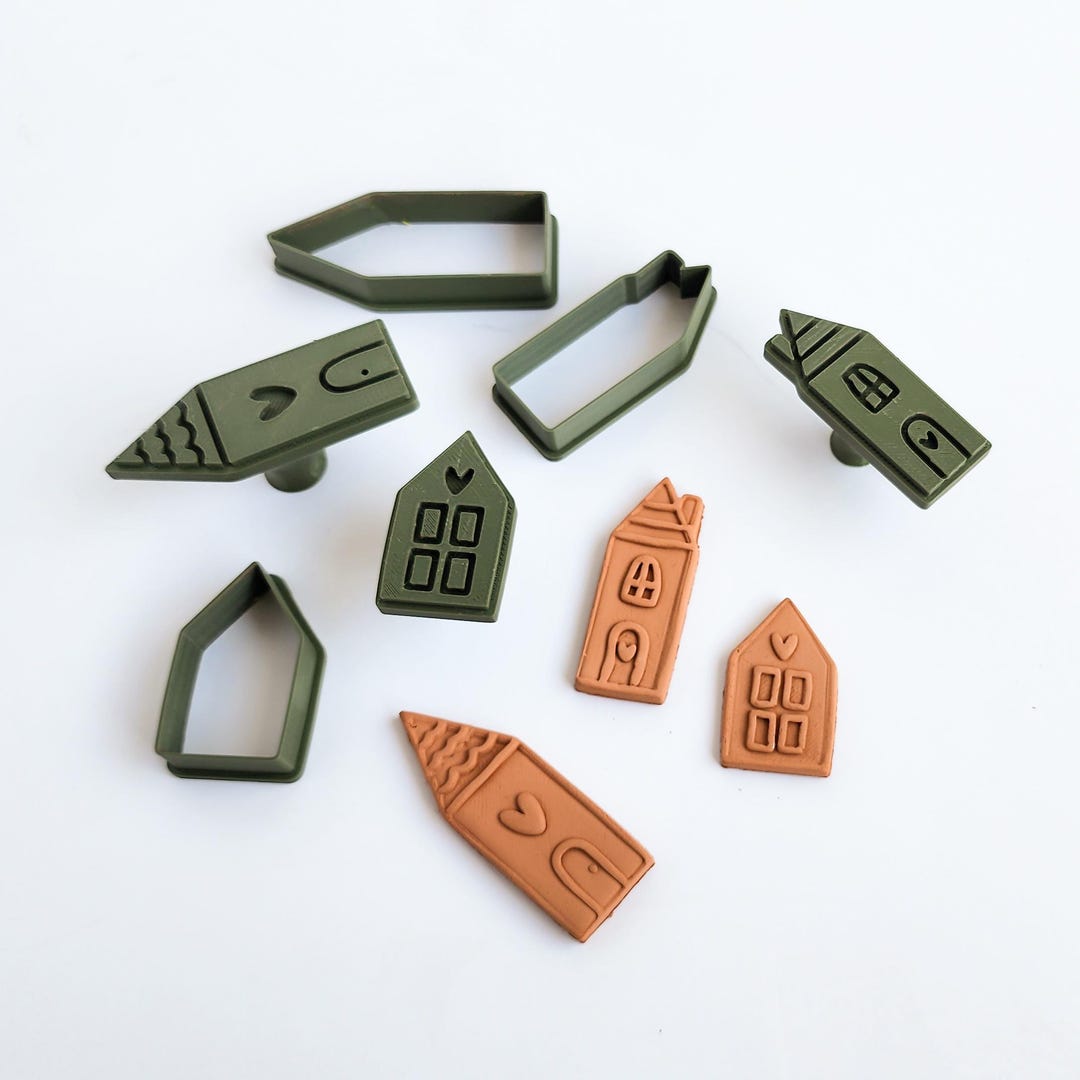 House Pixel Stamp and Cutter Set | 3D Printed Clay Tool - Etsy