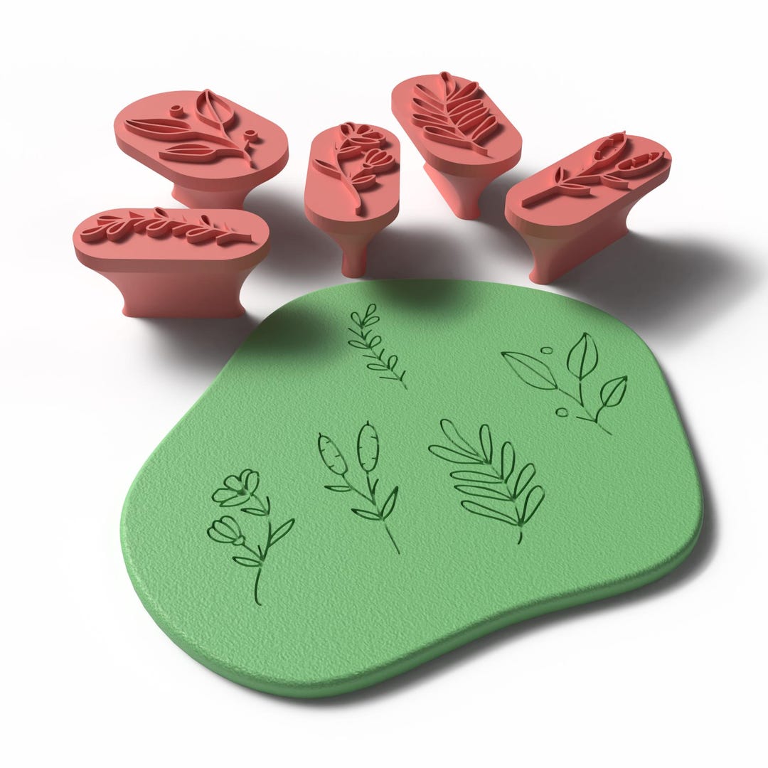 Floral Clay Stamp Set – 3D Printable STL Files for Polymer Clay ...