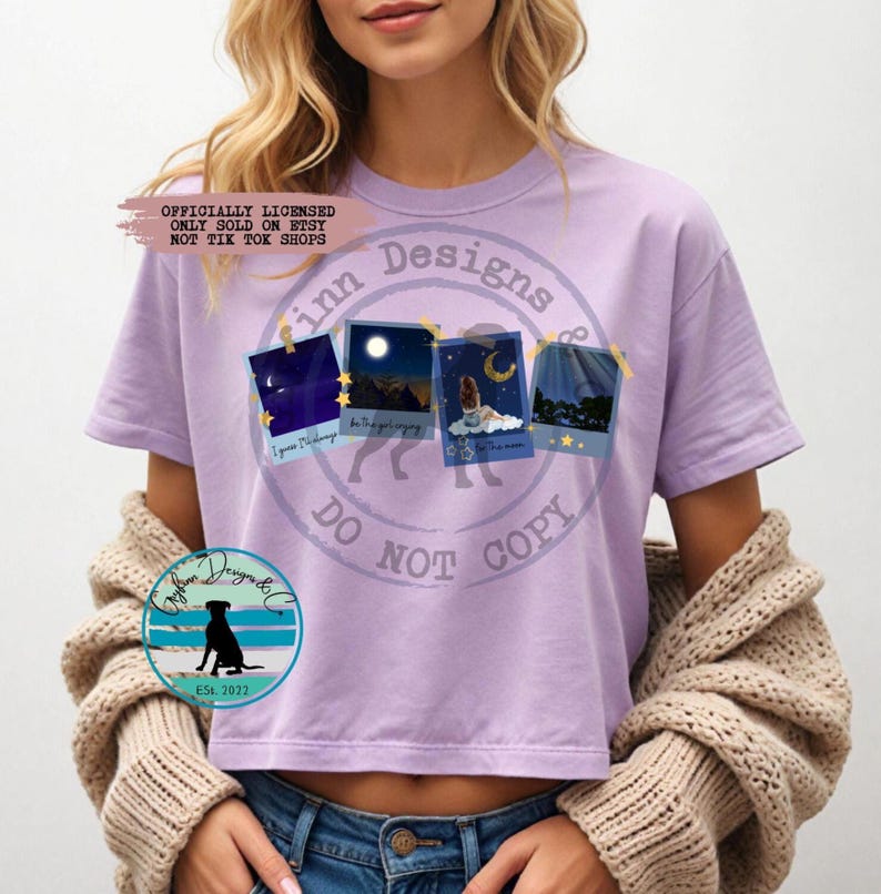 Camiseta corta con licencia de Cecelia Polaroid, cita de la luna y las ...