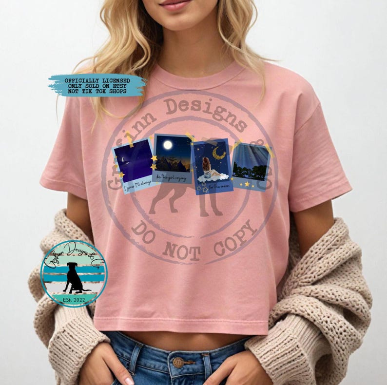Camiseta corta con licencia de Cecelia Polaroid, cita de la luna y las ...