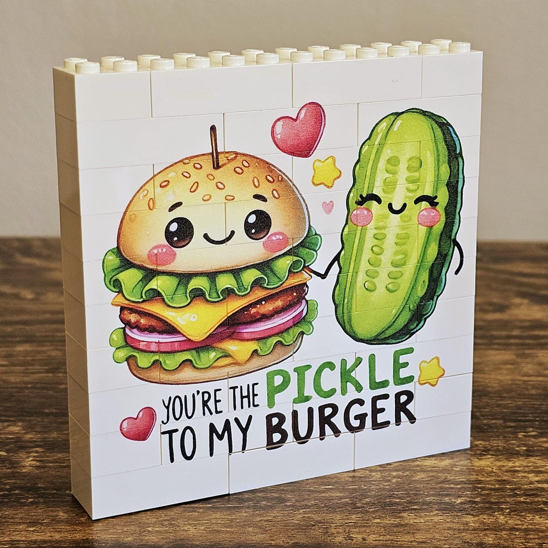 Cute Food Pun Square Personalised Photo Block Made From LEGO® Bricks ...
