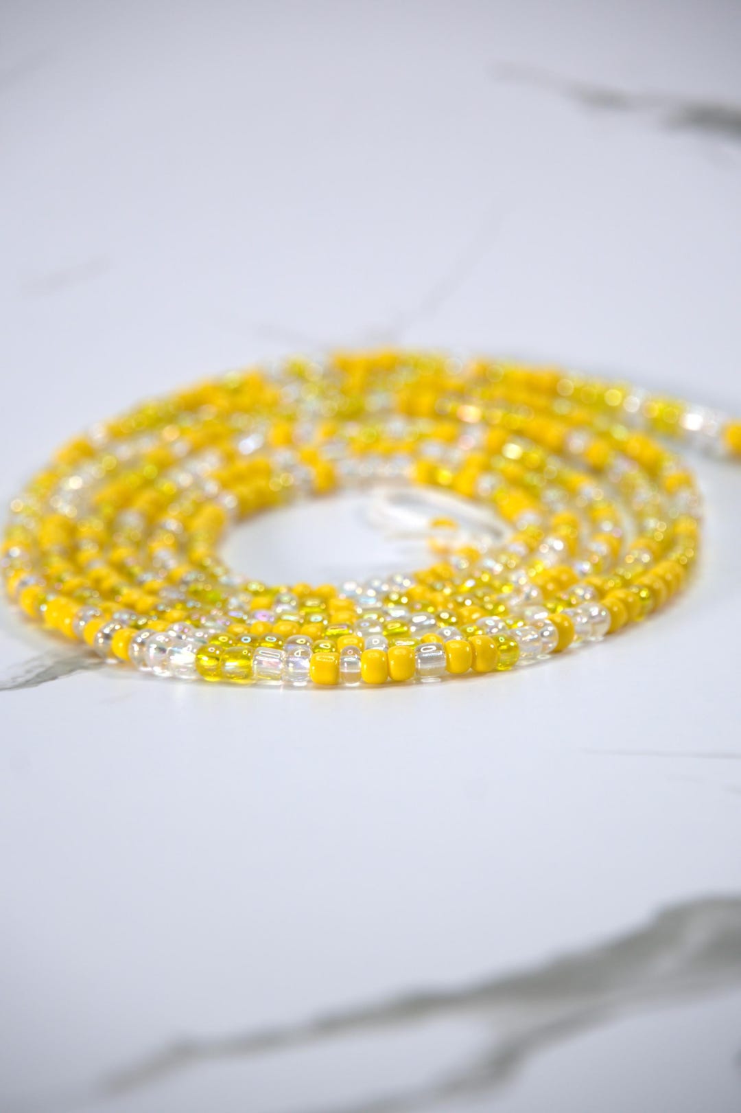 Lemonade Waistbeads: Yellow & Rainbow Tie on Belly Chain - Etsy