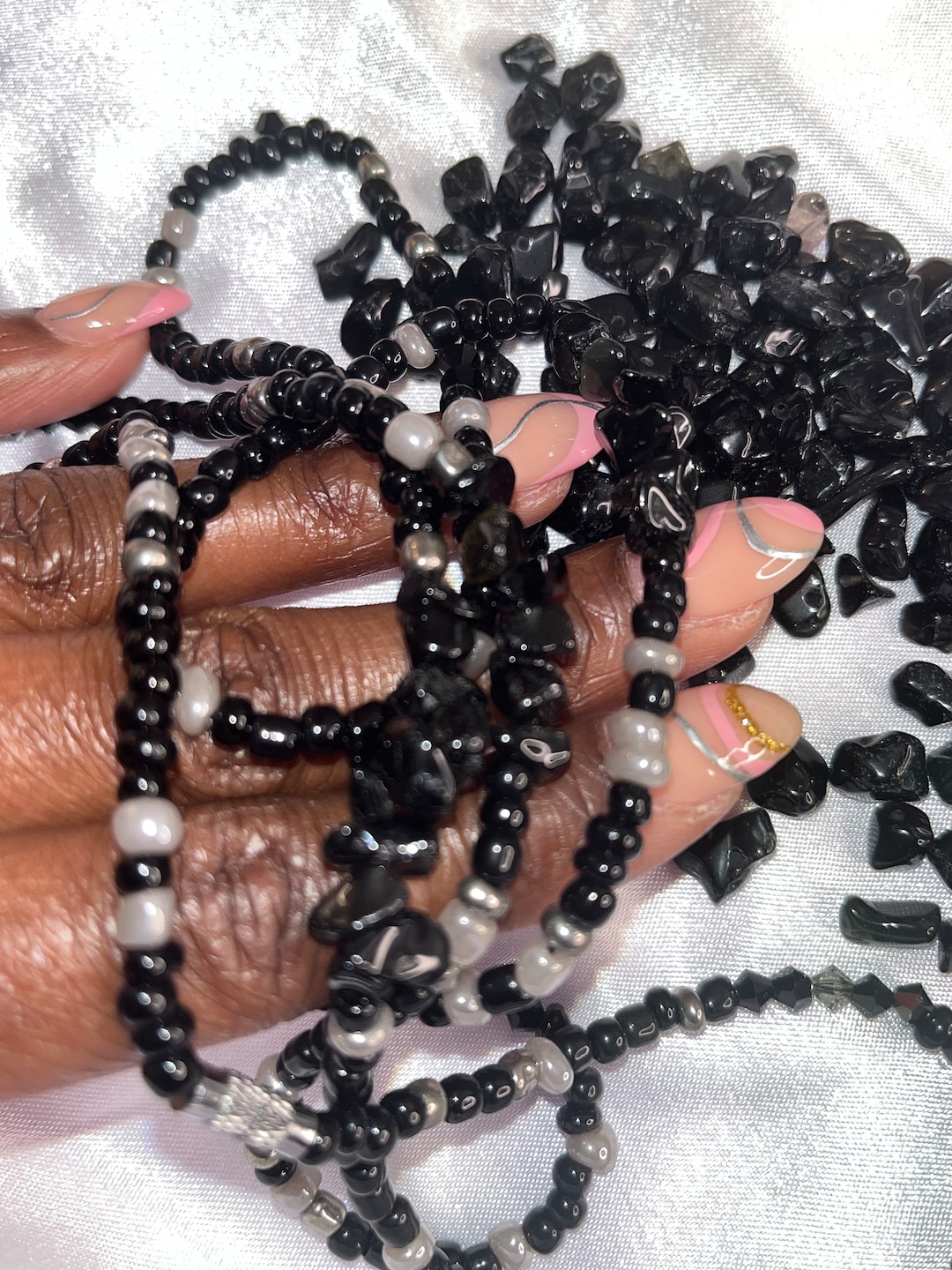 Obsidian Gemstone Waistbeads: Traditional Protection Beads, Plus Size ...
