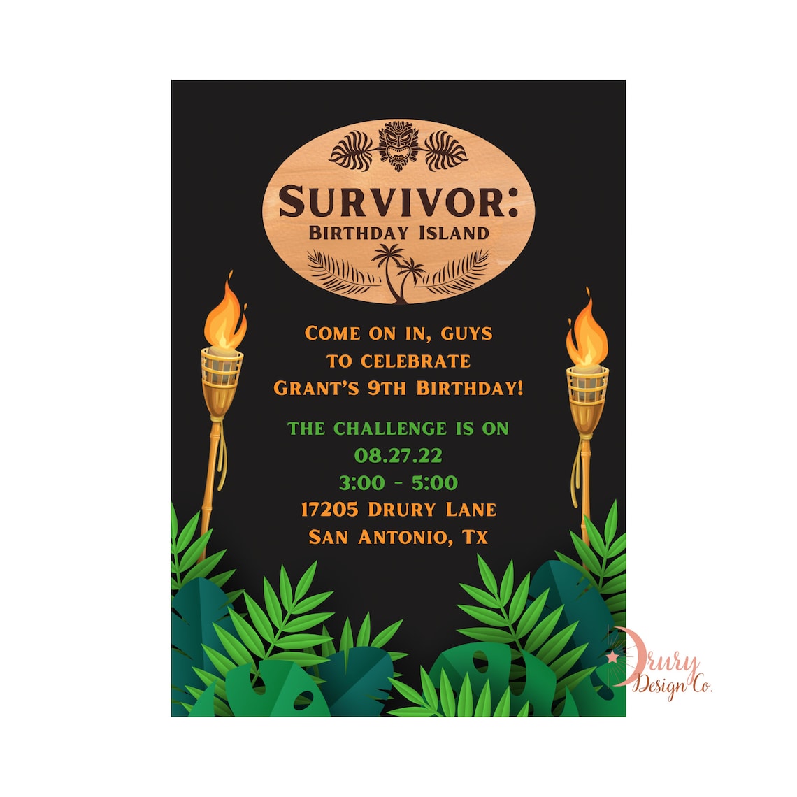 Survivor Inspired Customizable Birthday Invitation Etsy