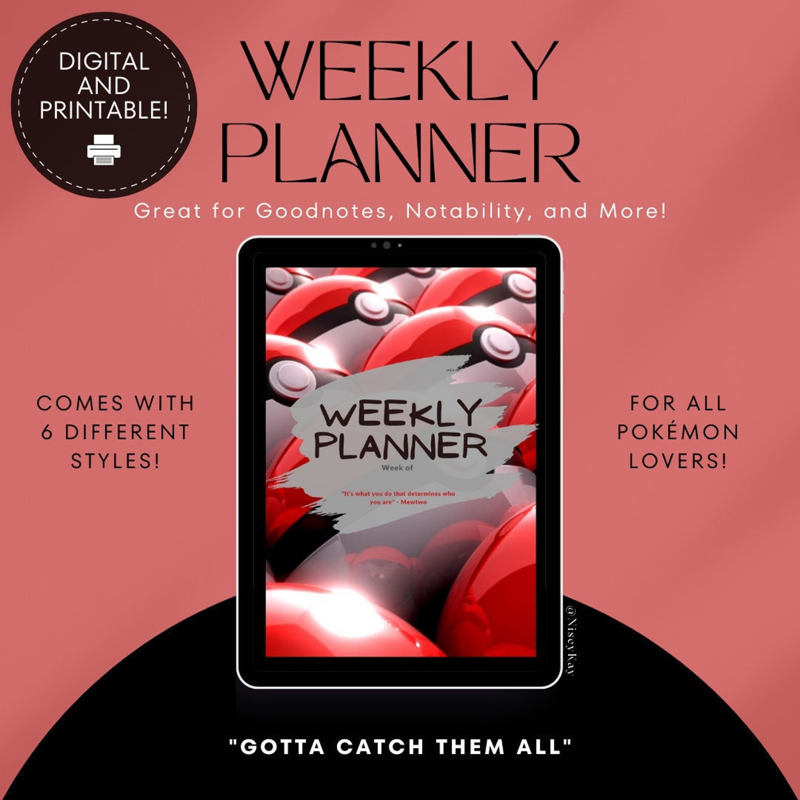 Digital and Printable Pokémon Weekly Planner Template for - Etsy