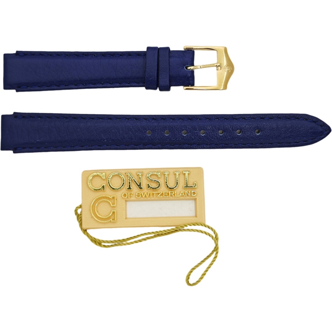 Consul Swiss Vintage Genuine Leather Watch Band 12 Mm / 14 Mm Blue ...