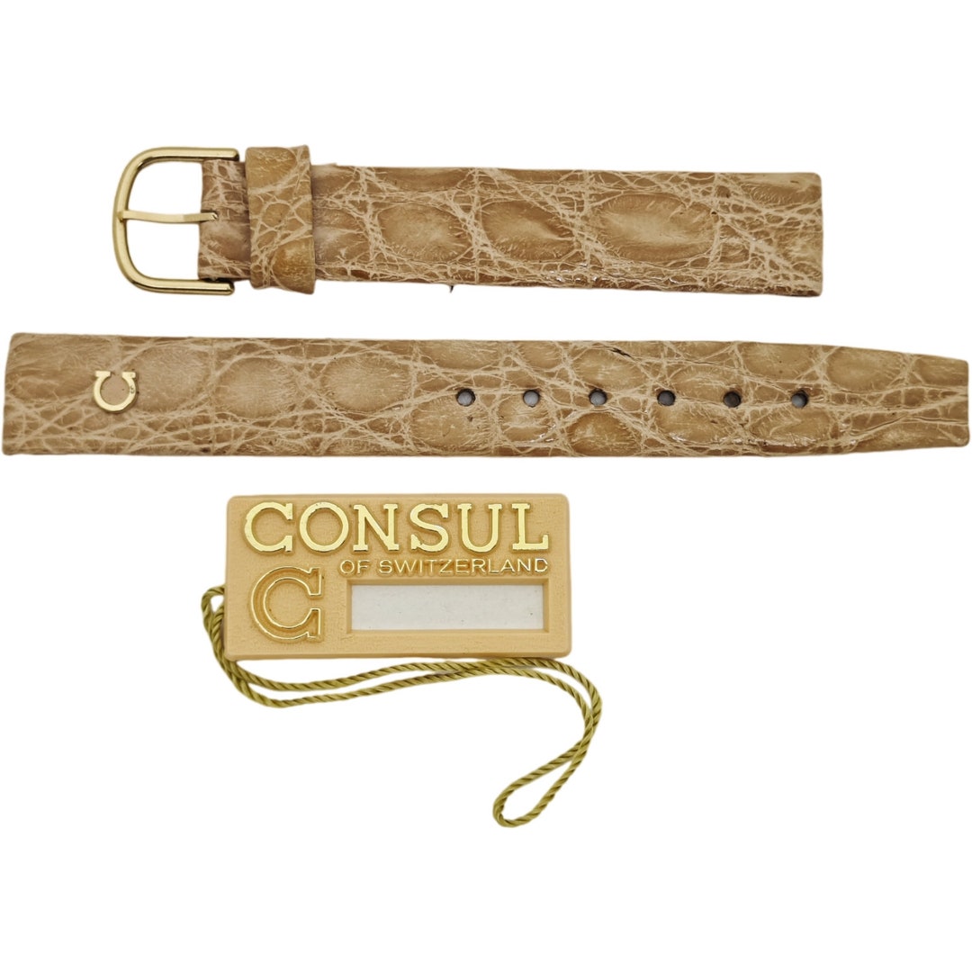 Consul Swiss Vintage Genuine Leather Watch Band 15 Mm Branded Bracelet ...
