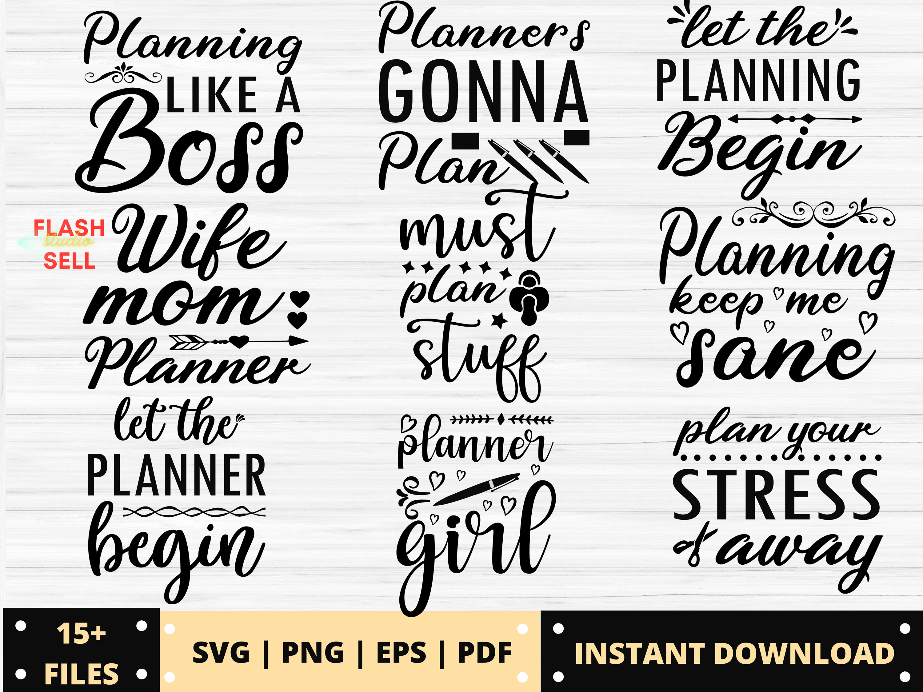 BUY 2 GET 1 FREE, 15 Planner Quote Svg Bundle Planning Clipart Planner ...