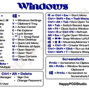 Windows Shortcut Sticker - Windows Tips - Keyboard Shortcuts - Office ...