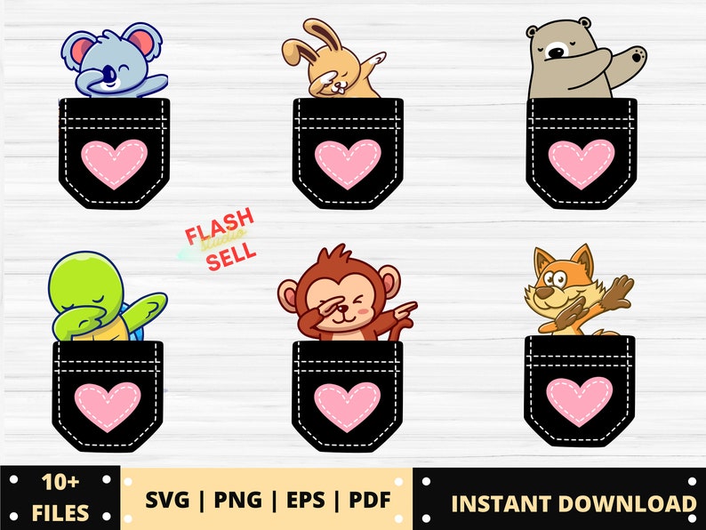 BUY 2 GET 1 FREE, 10 Cute Pocket Animal Svg Bundle Safari Animal Svg ...