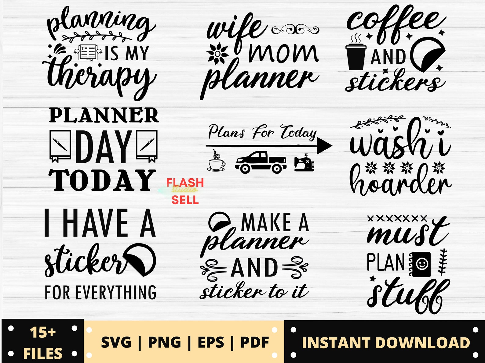 BUY 2 GET 1 FREE, 15 Planner Quote Svg Bundle Planning Clipart Planner ...