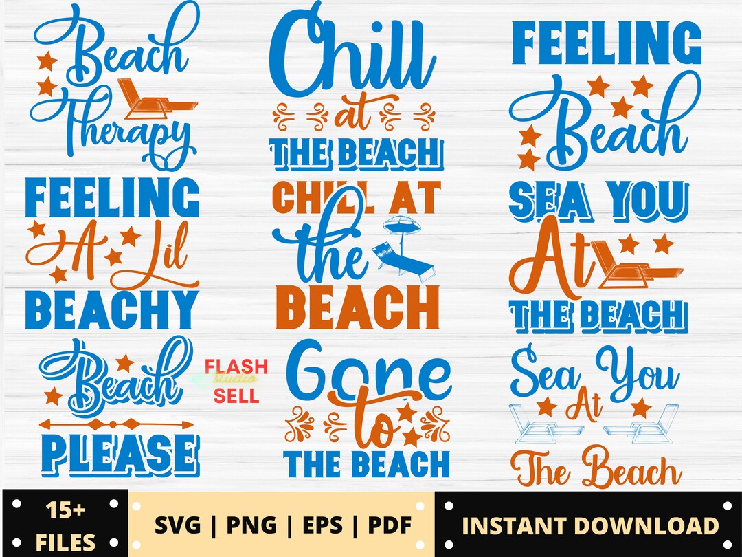 BUY 2 GET 1 FREE, 15 Funny Beach Quote Svg Bundle Vacation Svg Beach ...