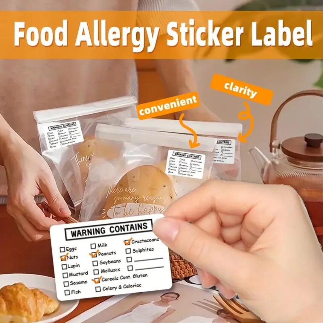 Comprehensive Food Allergy Warning Sticker - Easily Mark Allergens for ...