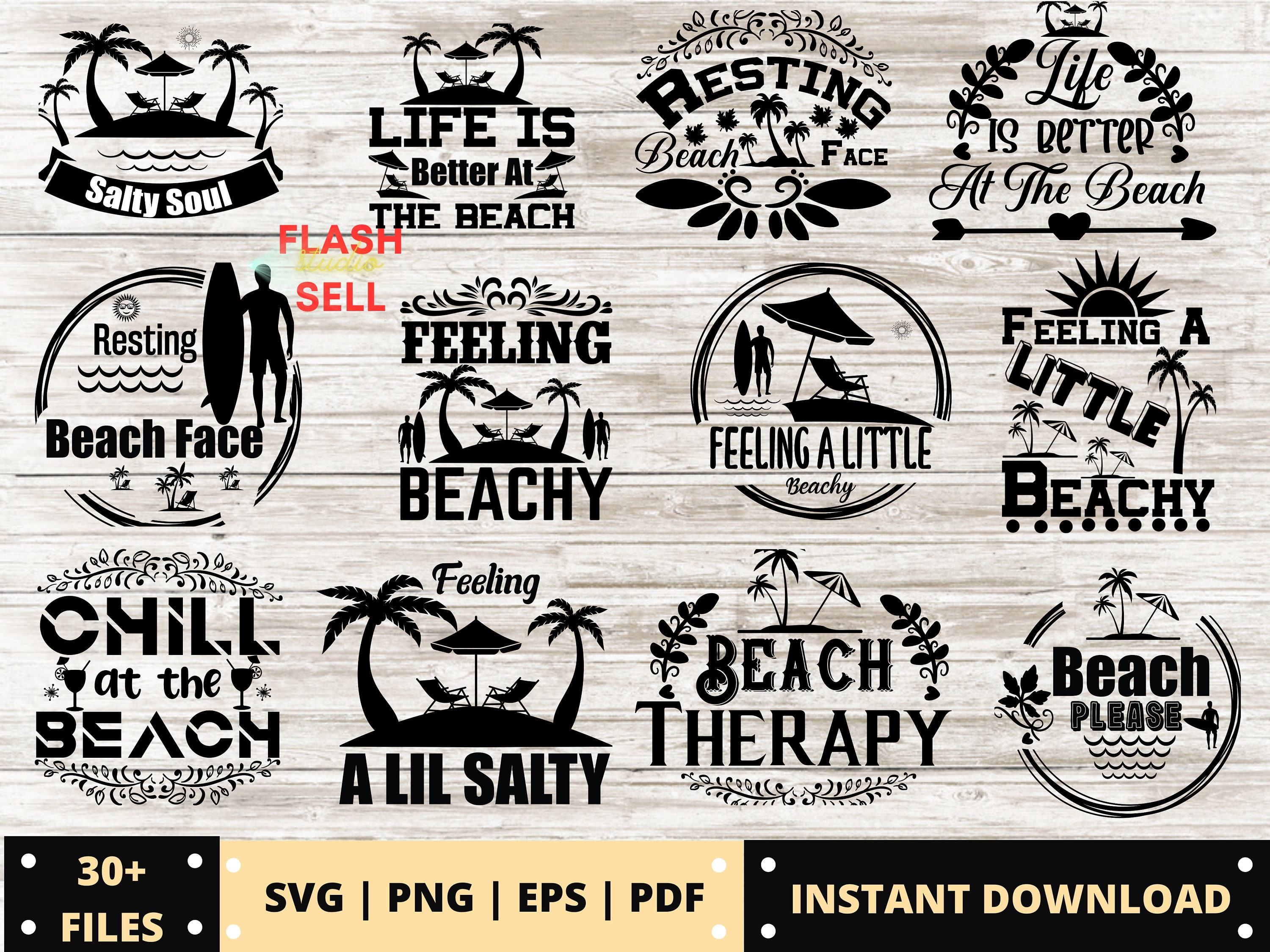 BUY 2 GET 1 FREE, 30 Salty Beach Quote Svg Bundle Vacation Svg Surfing ...