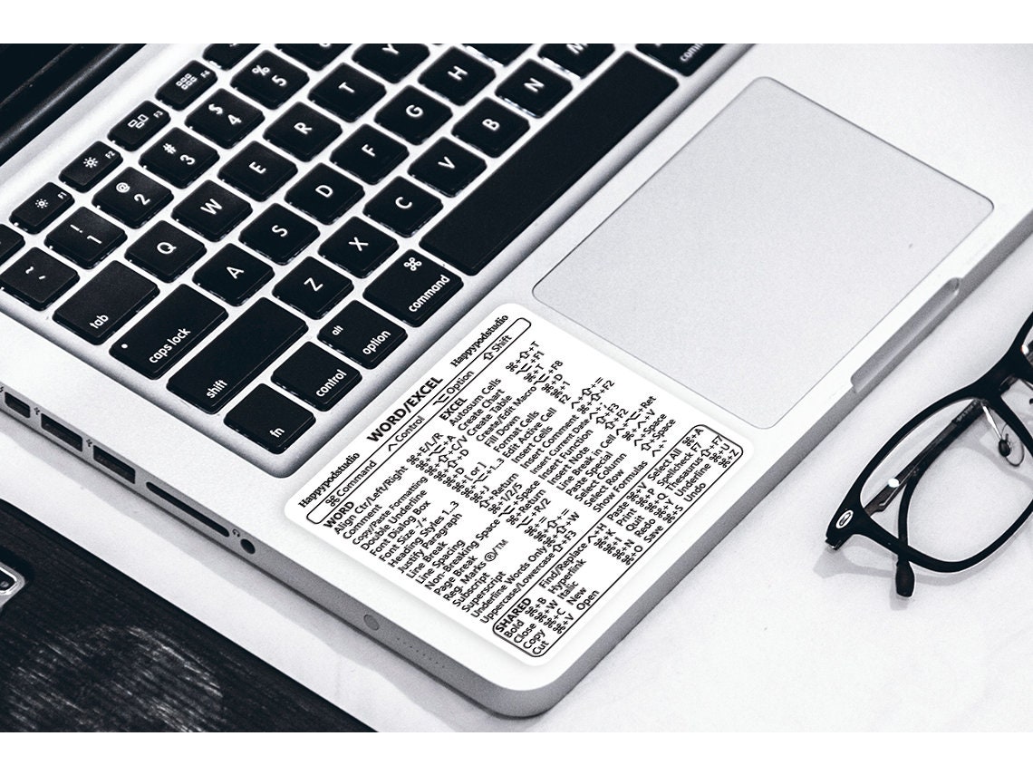Word and Excel (mac) Keyboard Shortcuts Sticker, Quick Reference Guide ...