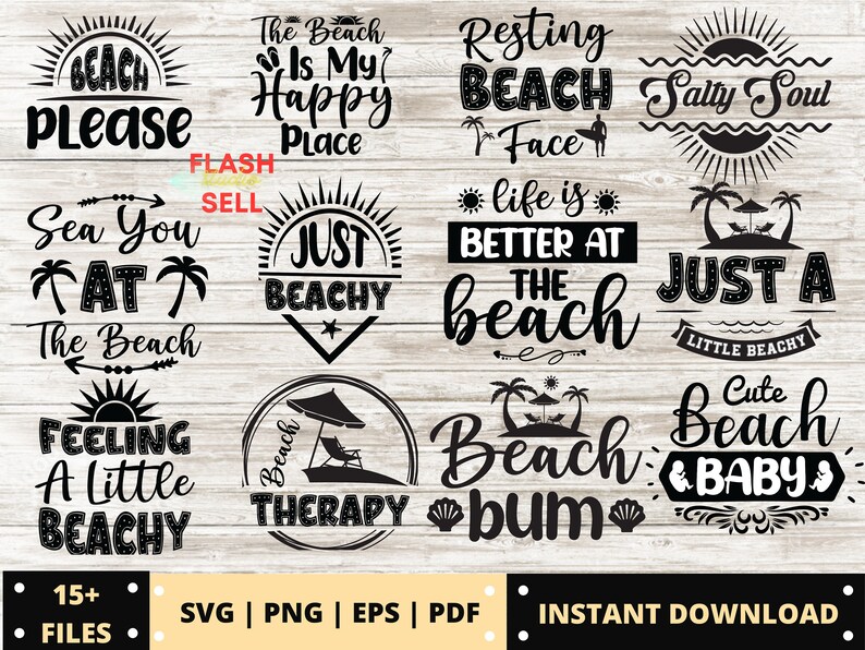 BUY 2 GET 1 FREE, 15 Beach Vacation Svg Bundle Funny Beach Quotes Svg ...