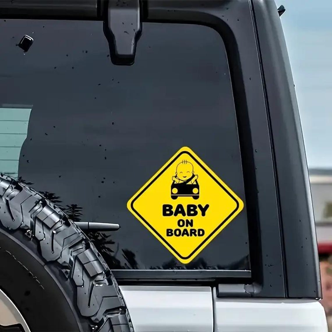 Baby on Board Car Sticker - Baby on Board Decals - Cute Cartoon Design ...