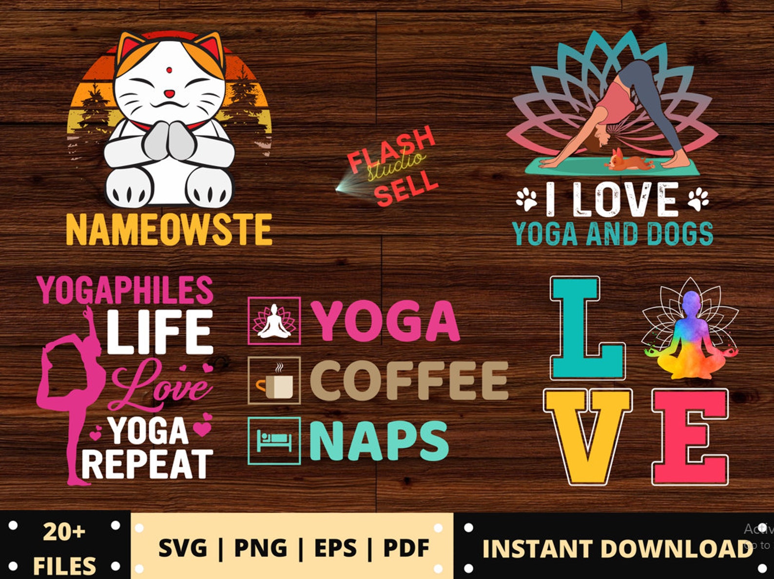 BUY 2 GET 1 FREE, 20 Yogi Svg Bundle, Yogi Bear Svg, Cute Yoga Pose Svg ...