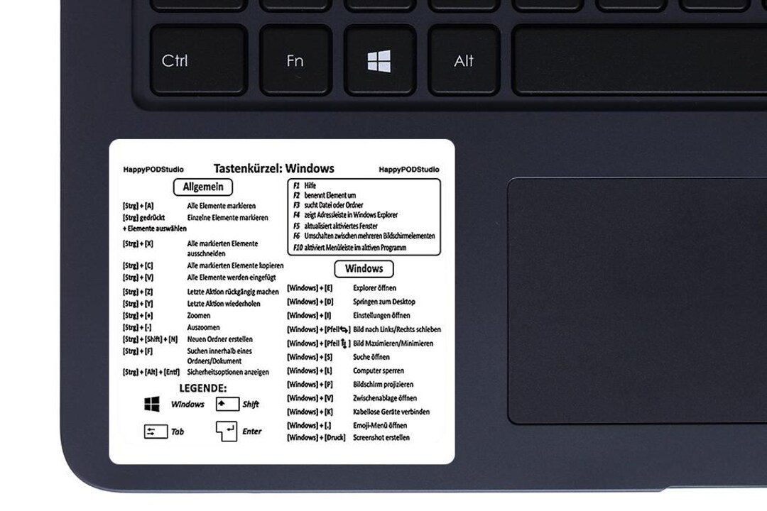 German Windows Keyboard Shortcuts Sticker - German Windows Decal ...