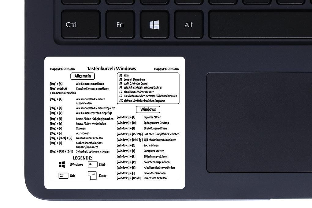 German Windows Keyboard Shortcuts Sticker - German Windows Decal ...