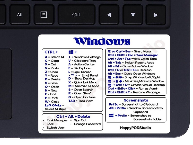Windows Keyboard Shortcut Sticker – Productivity Laptop Decal - Etsy