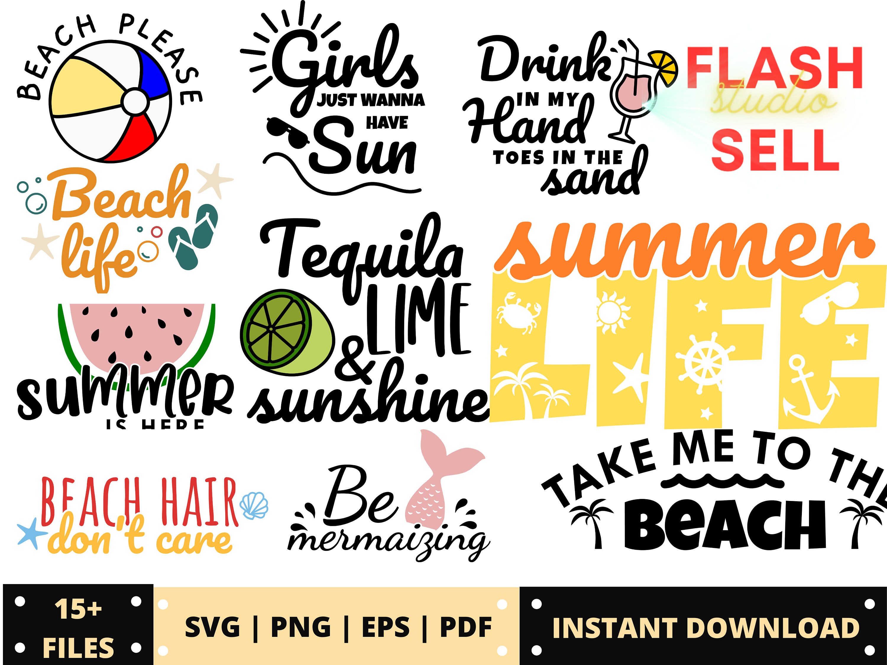 BUY 2 GET 1 FREE, 15 Summer Beach Svg Bundle Funny Beach Quotes Svg ...