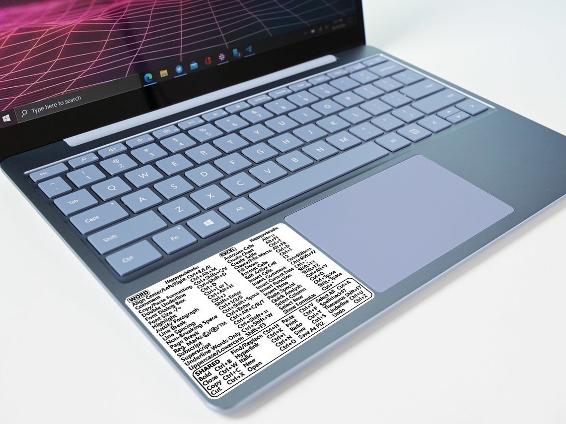 Windows+word/excel (for PC) Keyboard Shortcut Stickers, Laminated Vinyl ...