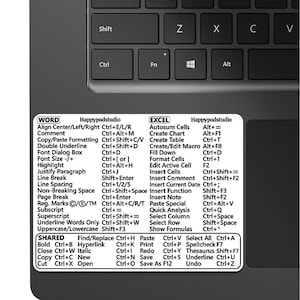 Windows+word/excel (for PC) Keyboard Shortcut Stickers, Laminated Vinyl ...