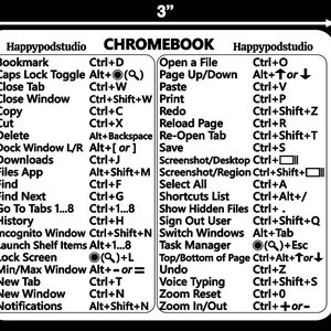 Chromebook Keyboard Shortcuts Sticker, Keyboard Tips, Chromebook ...