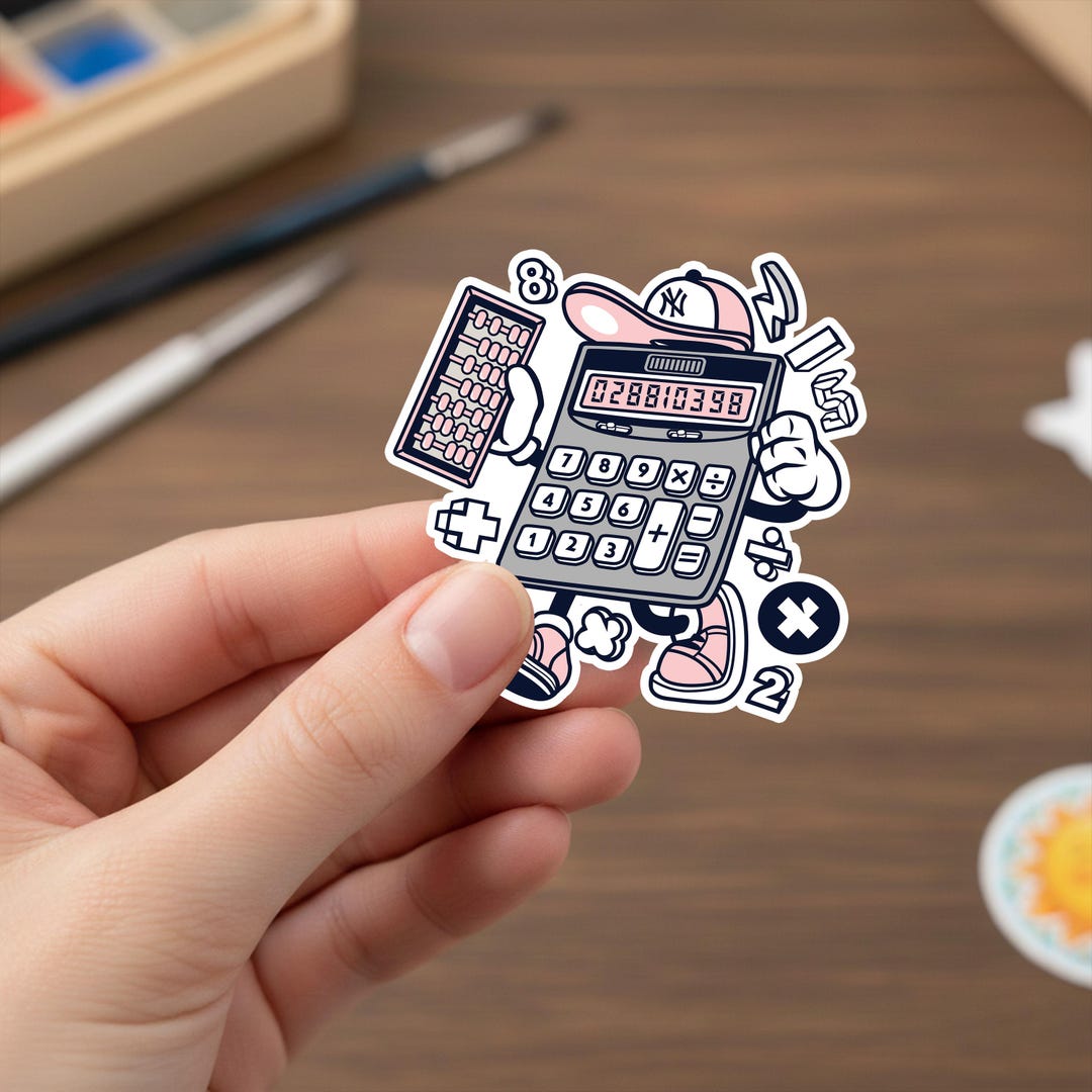 Cartoon Calculator Sticker | Math Vinyl Decal for Students - Etsy
