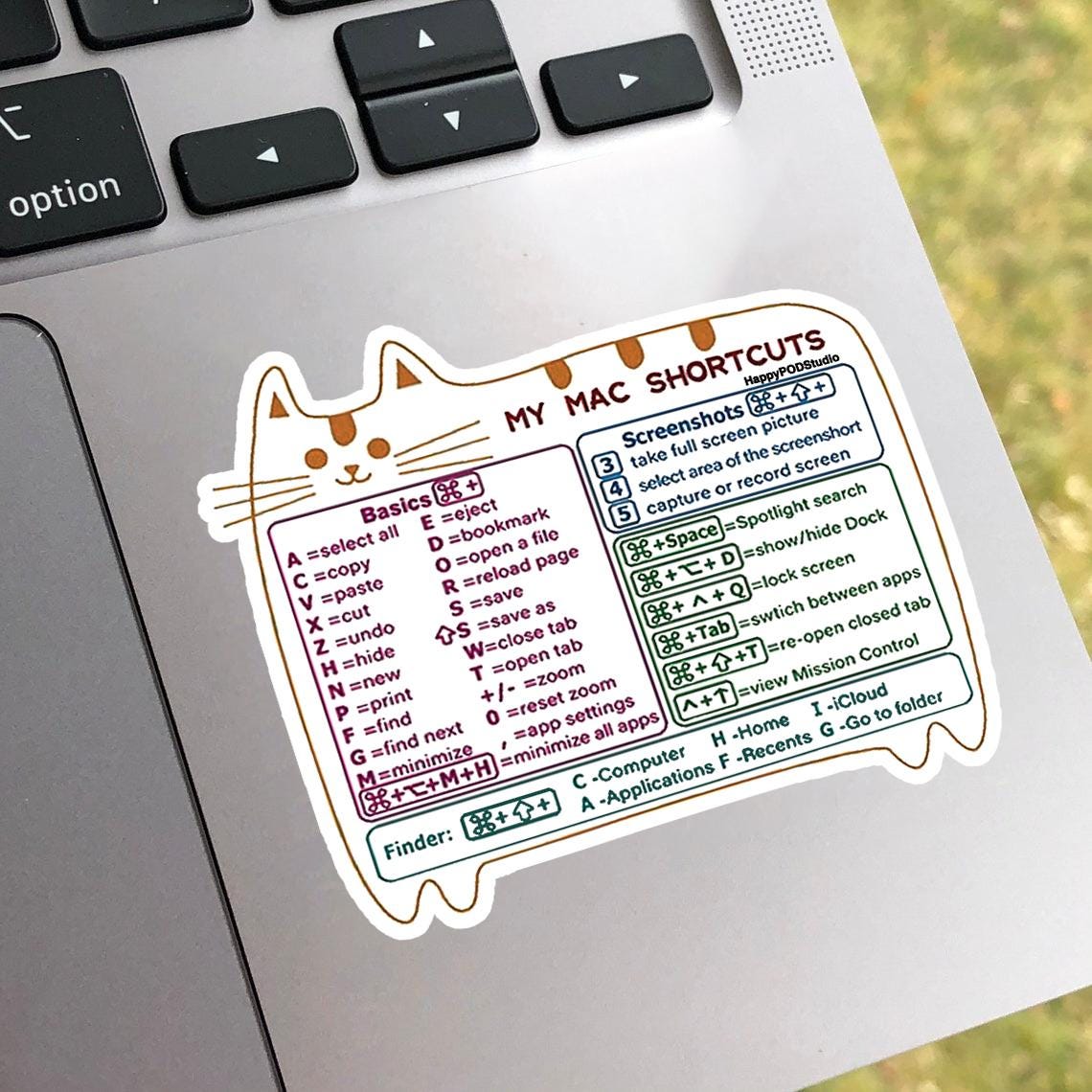 Cat Mac Shortcuts Keyboard Stickers - Cat Shortcut Sticker - Cat ...