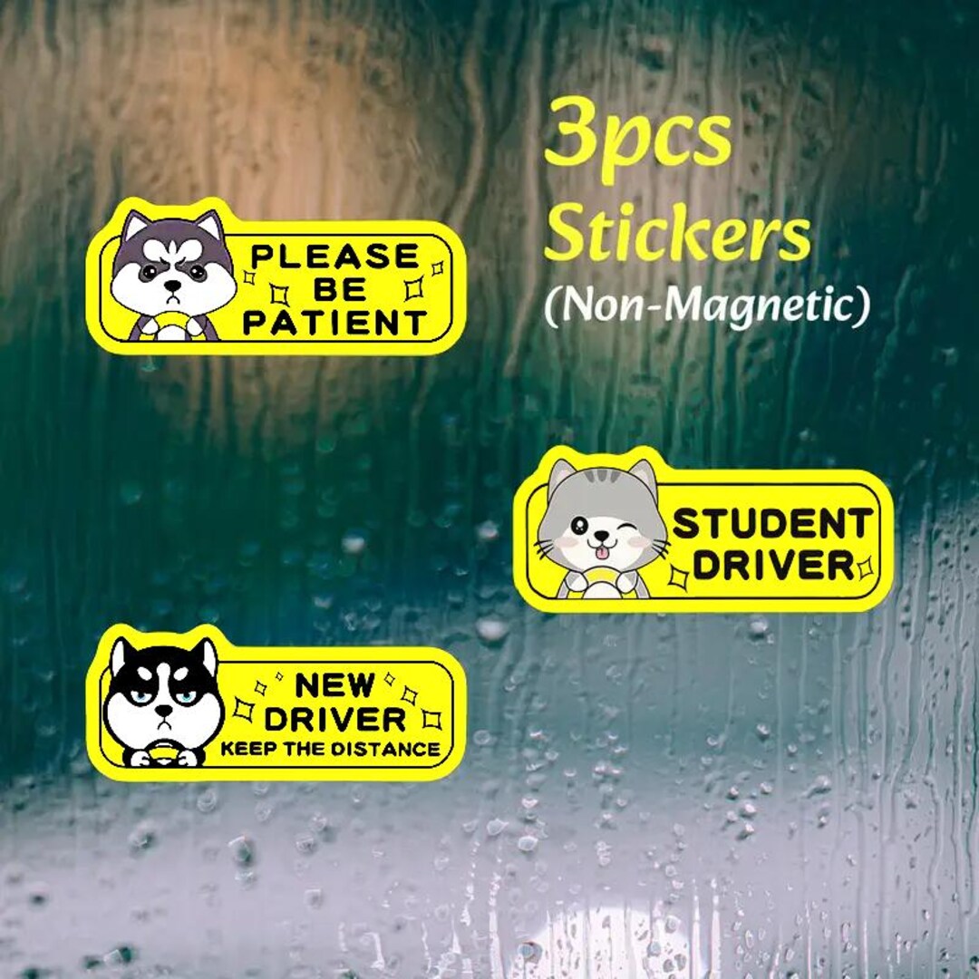 3pcs - Cute Animals Driving Safety Stickers - Durable Vinyl Safety ...