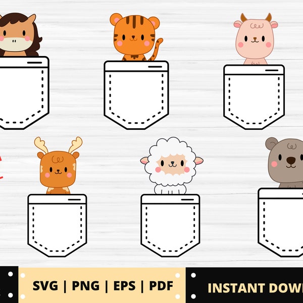 Farm Animal Pocket Svg - Etsy