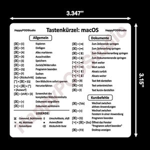 German Mac OS Keyboard Shortcuts Sticker - Quick Reference Guide ...