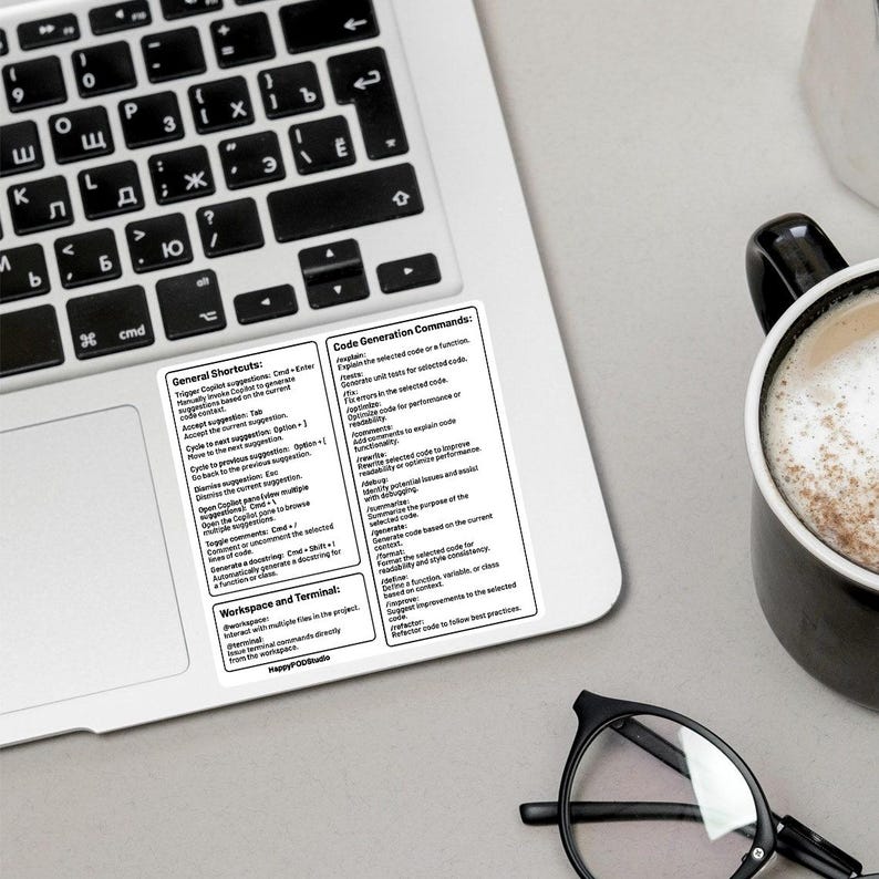 Github Copilot Sticker - No-residue Adhesive - Shortcut Stickers ...