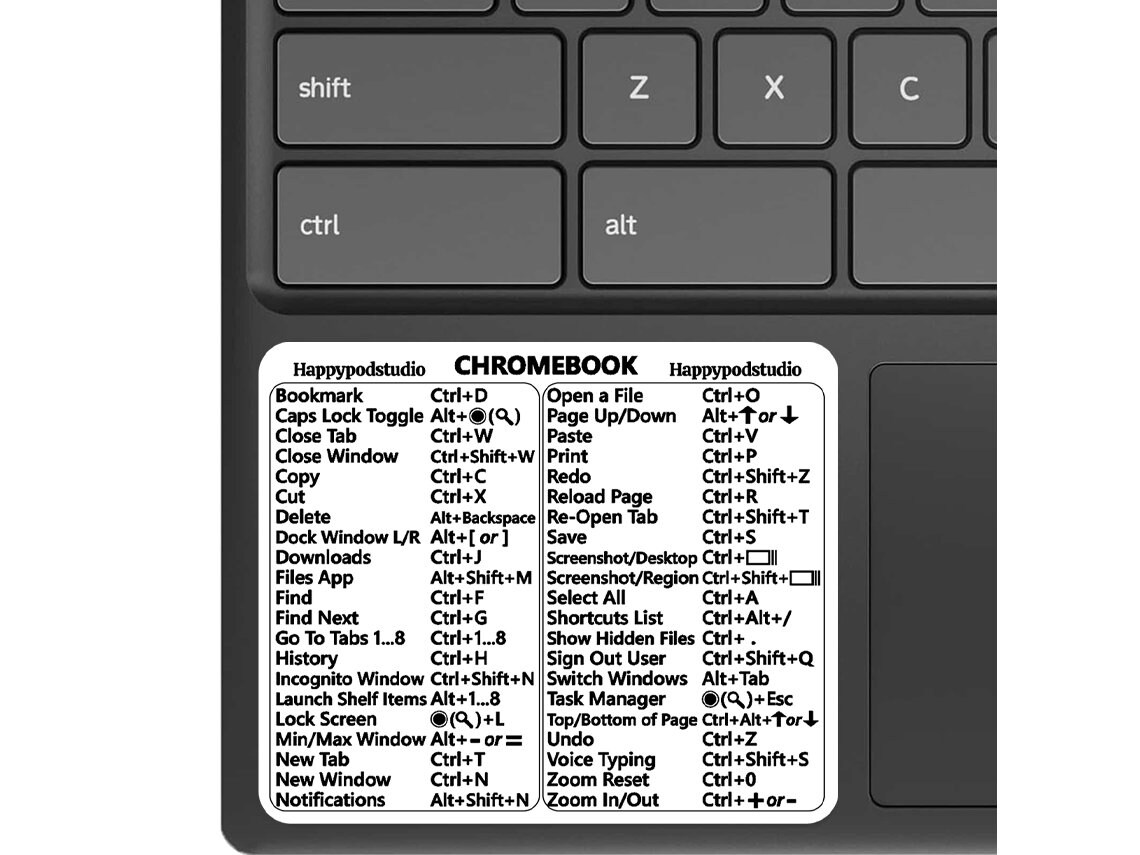 Chromebook Keyboard Shortcuts Sticker, Keyboard Tips, Chromebook ...