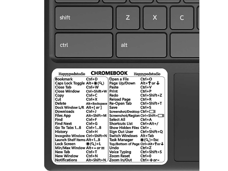 Chromebook Keyboard Shortcuts Sticker, Keyboard Tips, Chromebook ...
