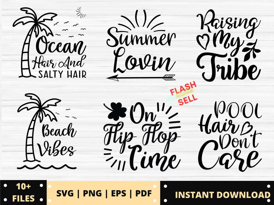 10 Beach Vibes Svg Bundle Funny Beach Quote Svg Vacation Svg Surfing ...