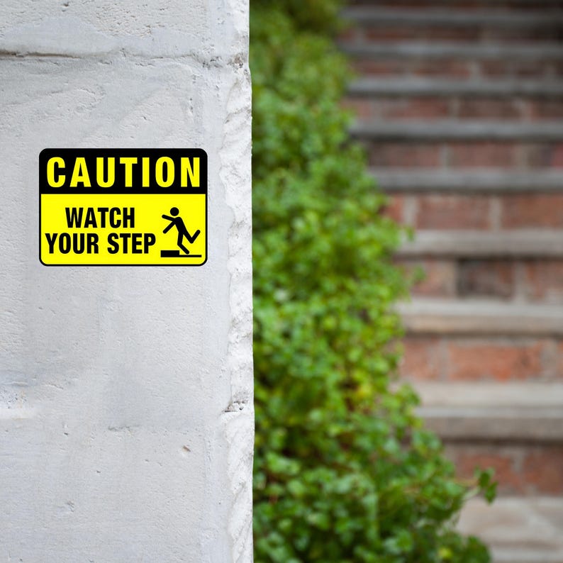 Caution Watch Your Step Sticker – Vibrant Yellow Safety Warning Decal ...
