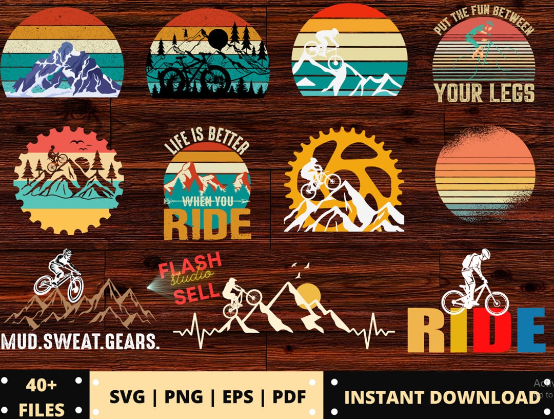 BUY 2 GET 1 FREE, 40 Mountain Bike Svg Bundle Retro Mtb Svg Retro ...