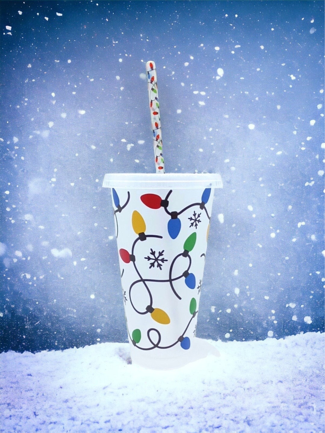 Christmas Lights Cold Cup - Holiday Lights 24oz Cup - Christmas Lights ...