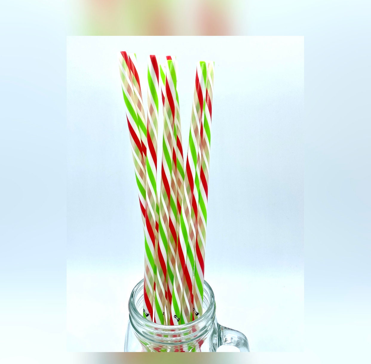 Holiday Stripe 12 Straws Christmas Reusable Straws 40oz Tumbler and ...