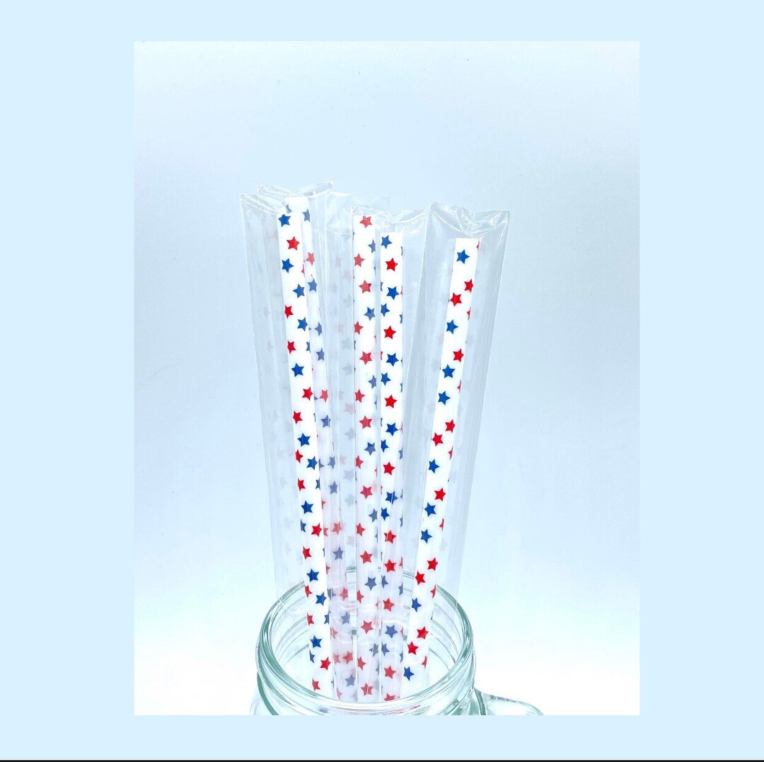 America Stars 9" - Reusable Plastic Straws - American Straw Stars ...