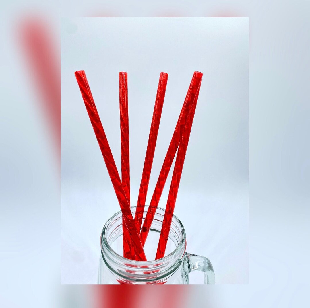 Red Twirl Straws - 10" - Transparent Red Twirl - Reusable Plastic Straw ...