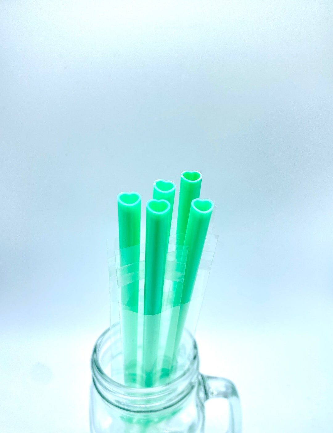 Heart Shaped Teal Straw - 10" Long - Heart Shaped Straw - Mint Green ...