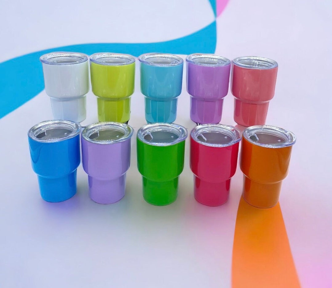 Mini Shot Tumbler Stainless Steel Shot Glass With Lid and Straw - 2oz ...