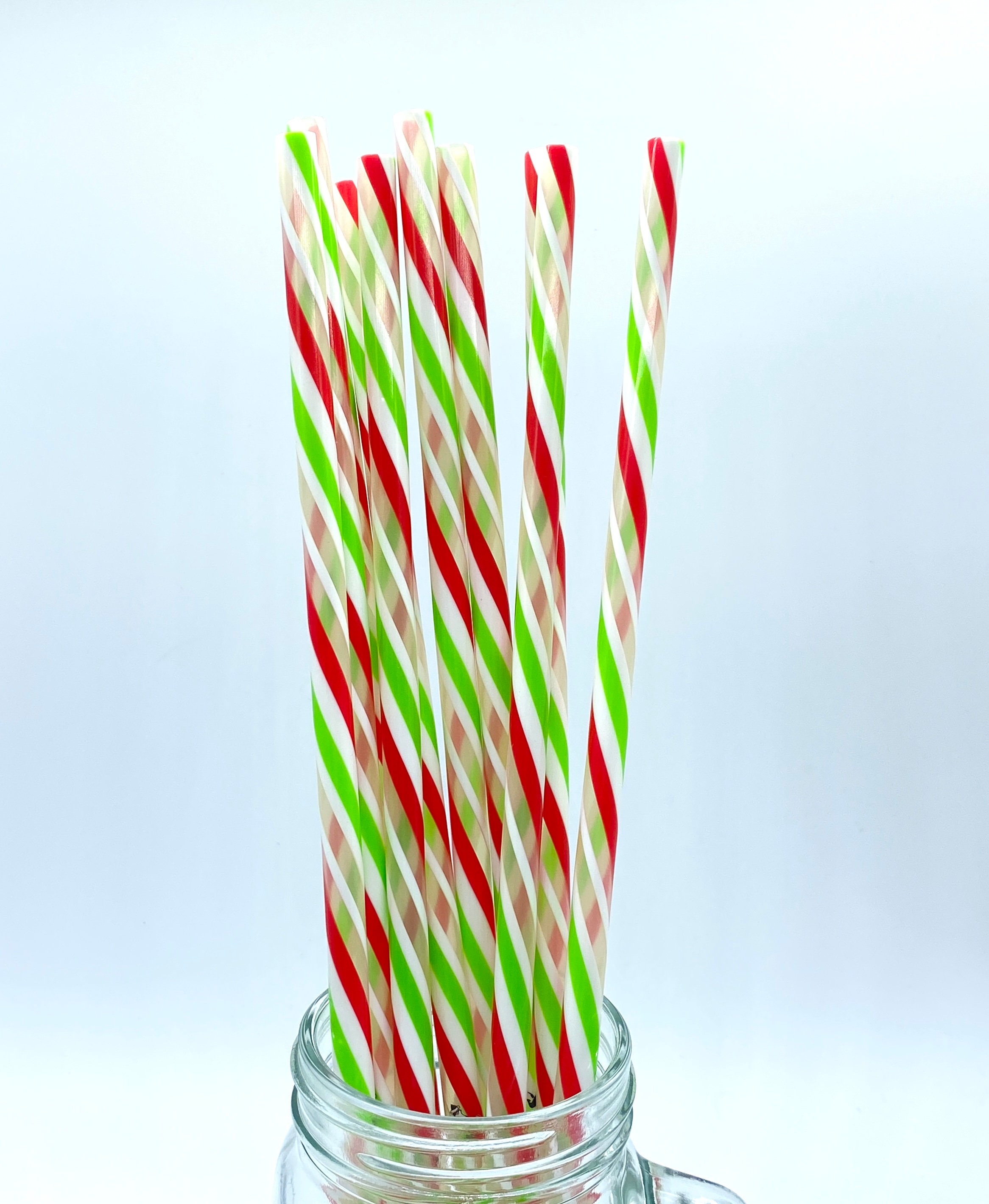 Holiday Stripe 12 Straws Christmas Reusable Straws 40oz Tumbler and ...