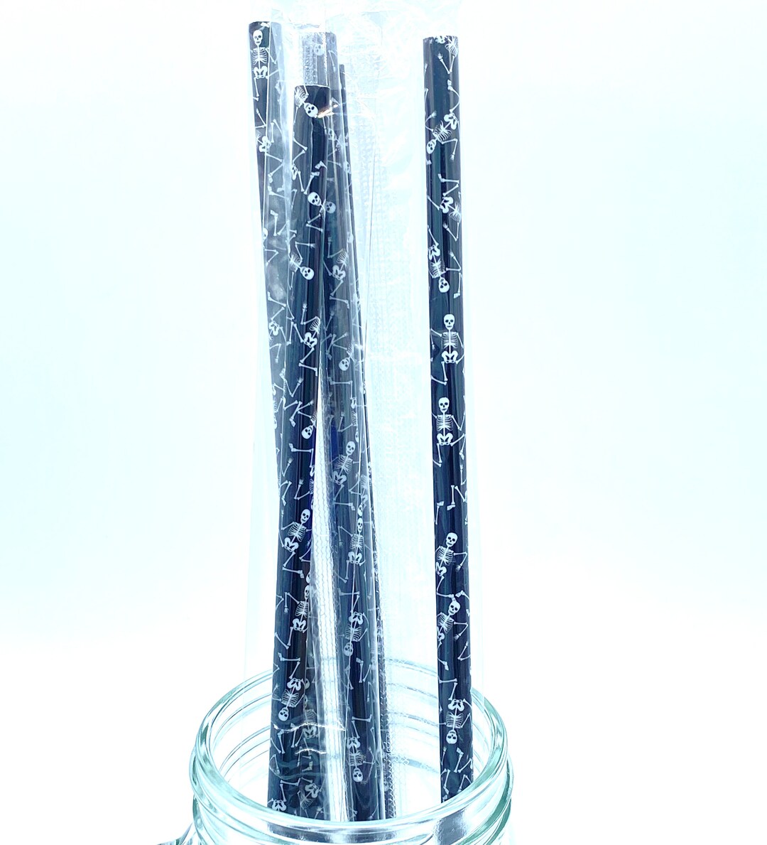 Black Skeleton Straws - 10" - Dancing Skeleton - Reusable Plastic Straw ...