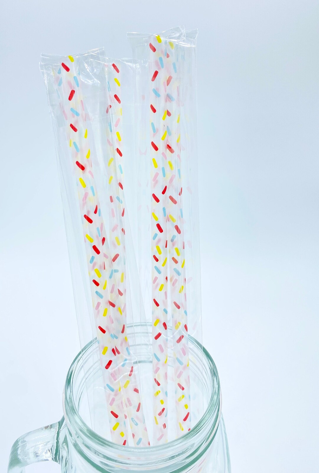 Sprinkle Straw - 10" - Transparent Reusable Straw - Colorful Sprinkles ...